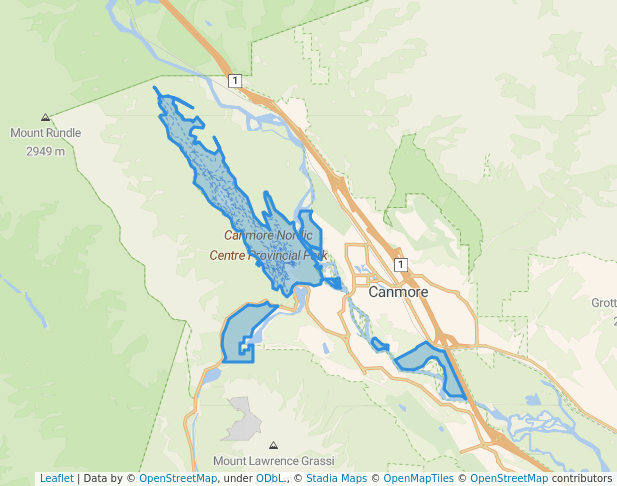 Canmore Nordic Centre Provincial Park in Exshaw | Map and Routes
