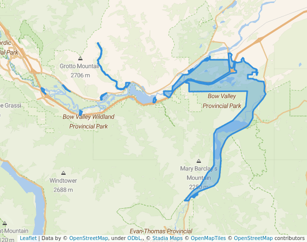 Bow Valley Provincial Park in Exshaw | Map and Routes