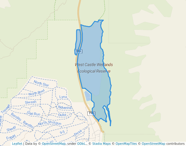 West Castle Wetlands Ecological Reserve in Grasmere | Map and Routes