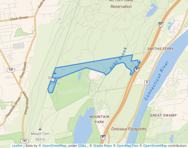 Mt Tom State Reservation in Holyoke | Map and Routes