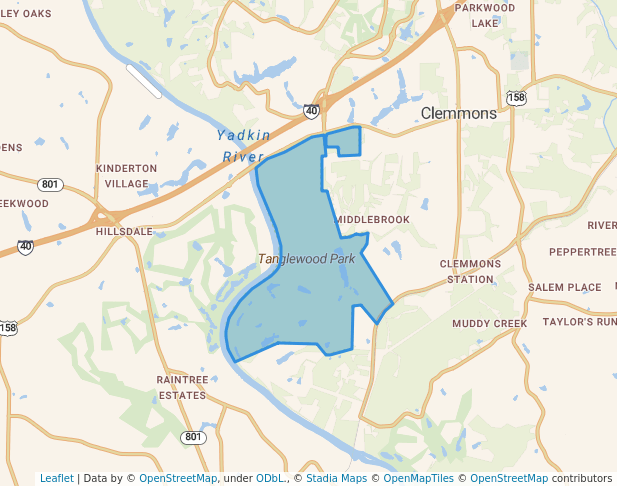 Tanglewood Park in Clemmons | Map and Routes