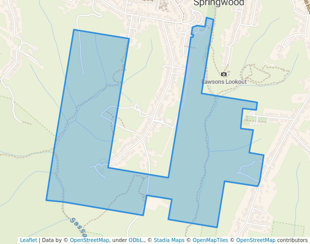 Sassafras Gully Reserve in Springwood | Map and Routes