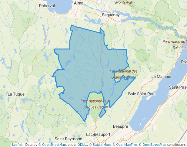 Réserve faunique des Laurentides in Saint-Urbain | Map and Routes