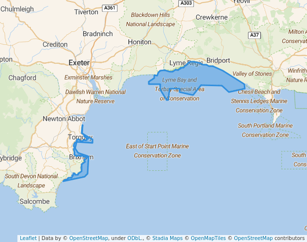 Lyme Bay and Torbay Special Area of Conservation in undefined | Map and ...