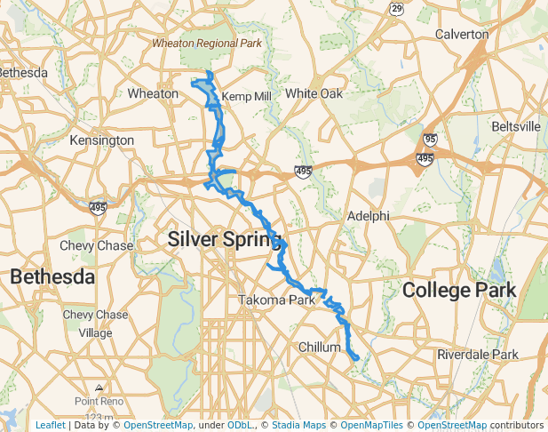 Sligo Creek Stream Valley Park in Silver Spring | Map and Routes