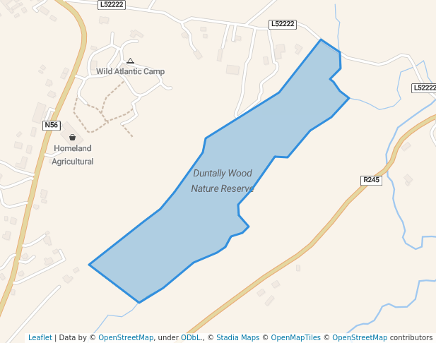Duntally Wood Nature Reserve in Creeslough | Map and Routes