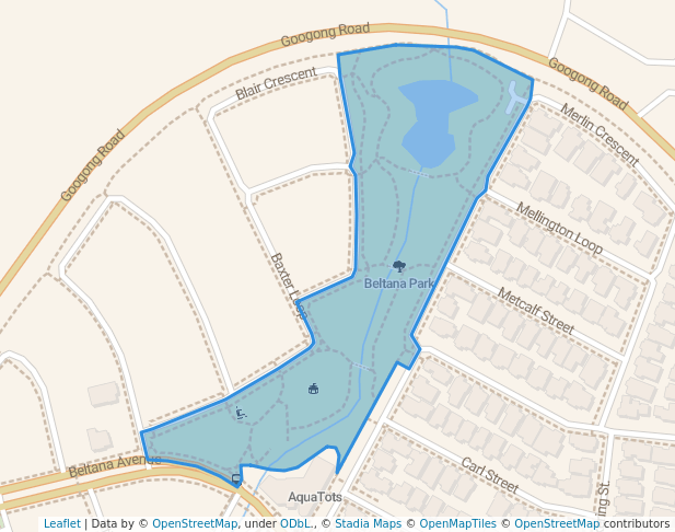Beltana Park in Googong | Map and Routes