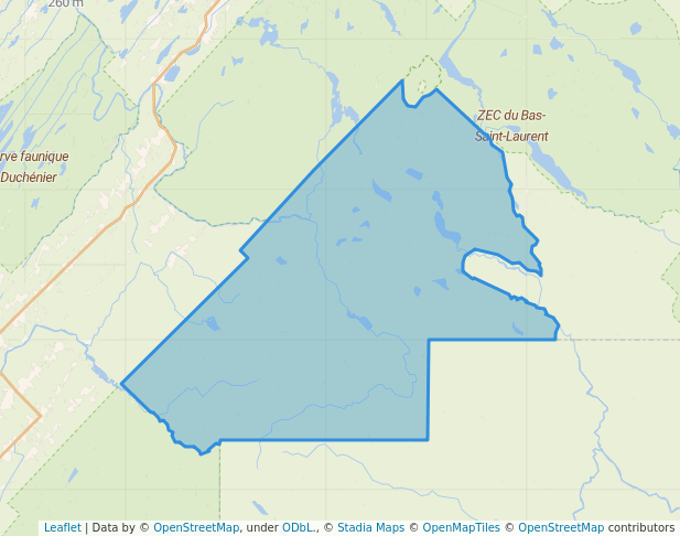 Réserve faunique de Rimouski in La Trinité-des-Monts | Map and Routes