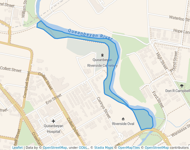 Queanbeyan River Olympic Corridor Park in Queanbeyan | Map and Routes