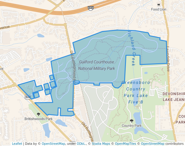 Guilford Courthouse National Military Park in Greensboro | Map and Routes