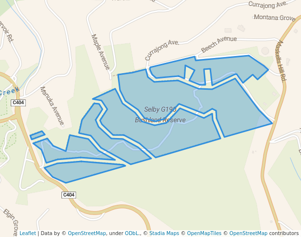 Selby G190 Bushland Reserve in Selby | Map and Routes