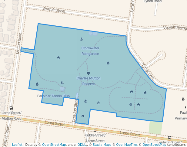 Charles Mutton Reserve in Fawkner | Map and Routes