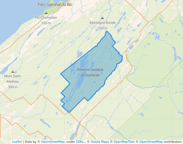Réserve faunique de Duchénier in Saint-Narcisse-de-Rimouski | Map and ...