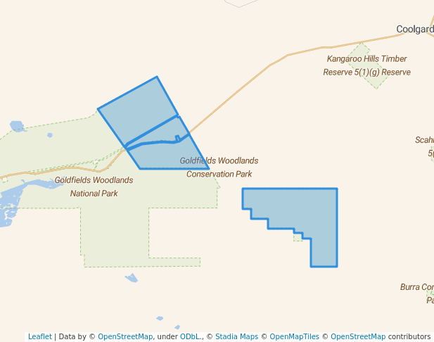 Goldfields Woodlands Conservation Park in Victoria Rock | Map and Routes