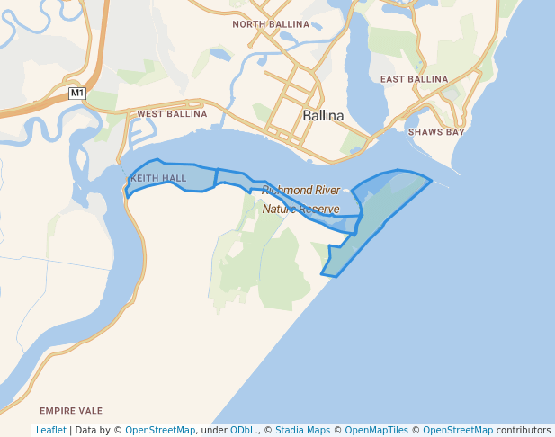 Richmond River Nature Reserve in South Ballina | Map and Routes