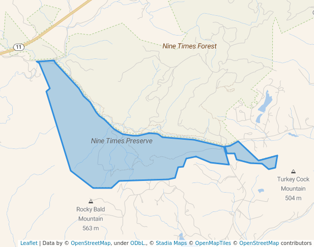 Nine Times Preserve in Pickens | Map and Routes