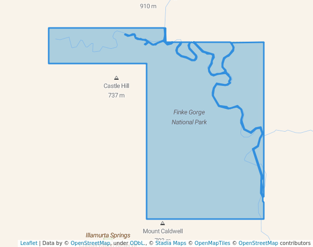 Finke Gorge National Park in Namatjira | Map and Routes