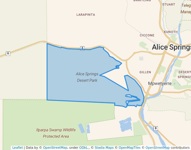 Alice Springs Desert Park in Flynn | Map and Routes