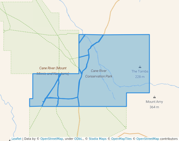 Cane River Conservation Park in Cane | Map and Routes