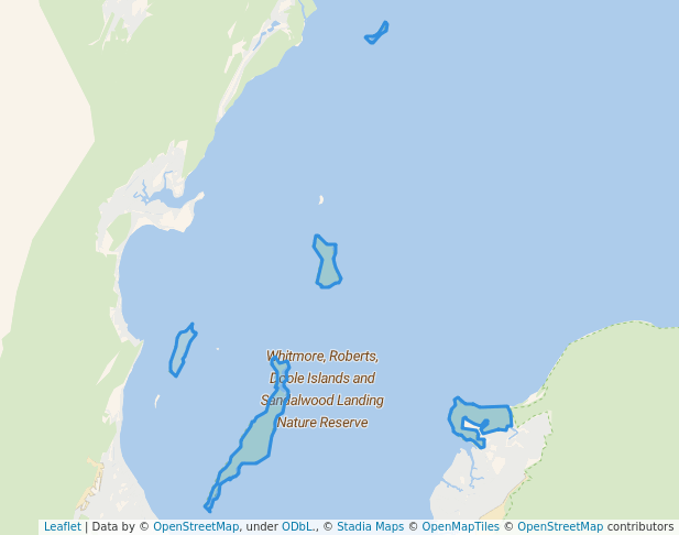 Whitmore, Roberts, Doole Islands and Sandalwood Landing Nature Reserve ...