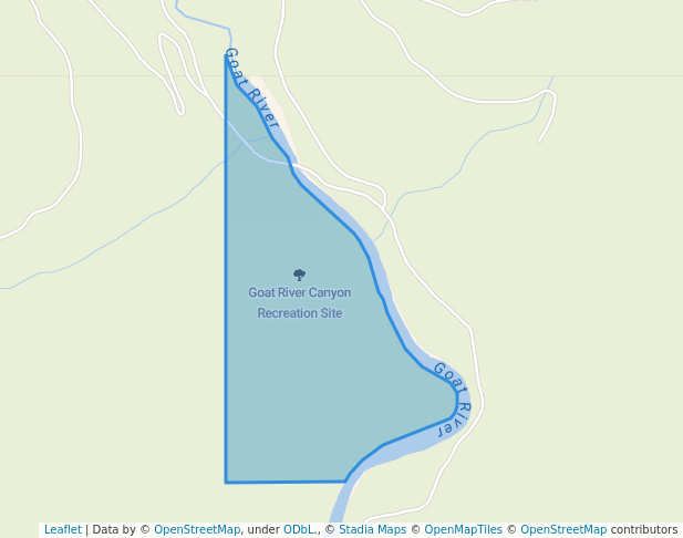 Goat River Canyon Recreation Site in Kitchener | Map and Routes