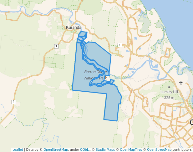 Barron Gorge National Park in Kuranda | Map and Routes