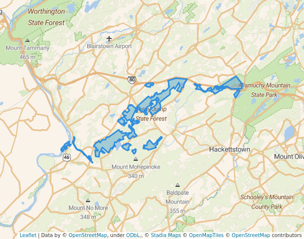 Jenny Jump State Forest in Liberty | Map and Routes