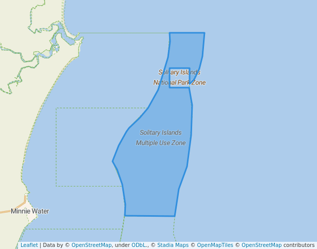 Solitary Islands Multiple Use Zone in Minnie Water | Map and Routes