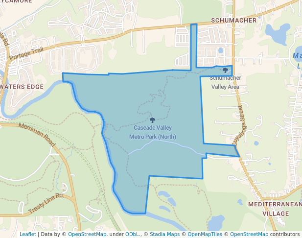 Cascade Valley Metropark (North) in Akron | Map and Routes
