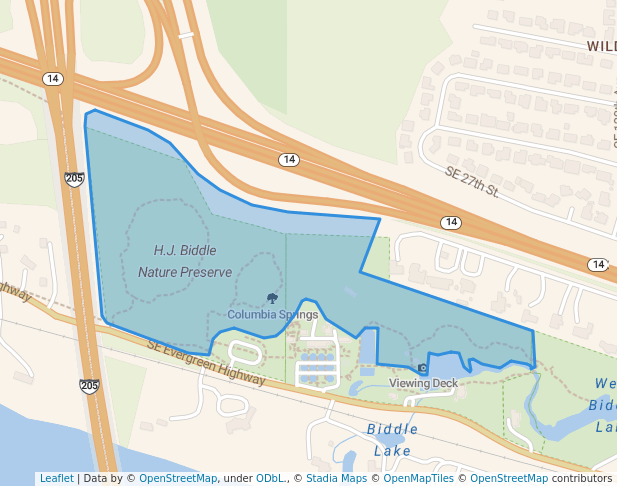 H.J. Biddle Nature Preserve in Vancouver | Map and Routes