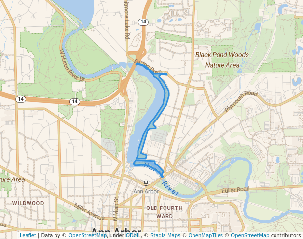 Argo Nature Area in Ann Arbor | Map and Routes