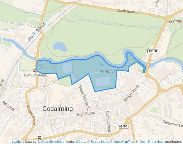 Phillips Memorial Park in Godalming | Map and Routes