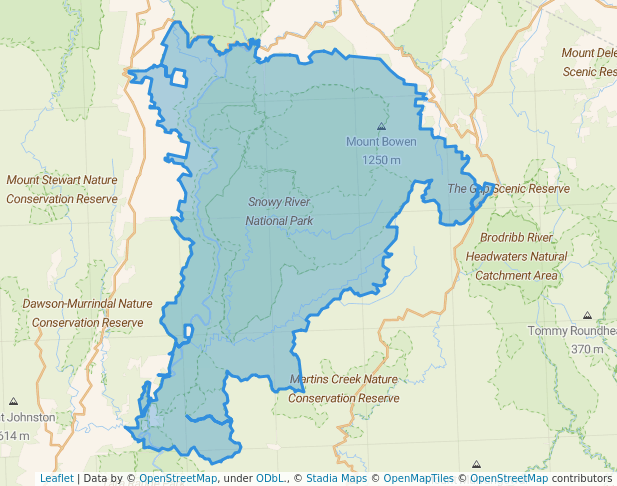 Snowy River National Park in Yalmy | Map and Routes