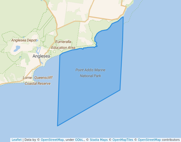 Point Addis Marine National Park in Anglesea | Map and Routes