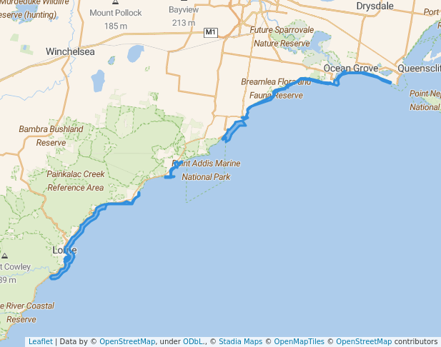 Lorne - Queenscliff Coastal Reserve in Anglesea | Map and Routes