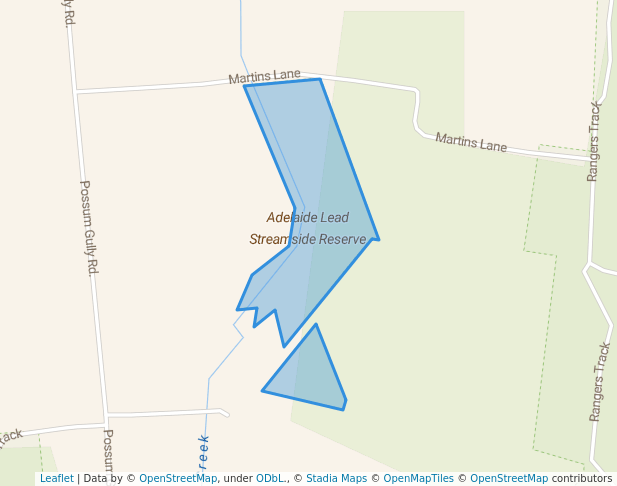 Adelaide Lead Streamside Reserve in Adelaide Lead | Map and Routes
