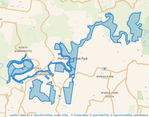 Warrandyte State Park in Wonga Park | Map and Routes