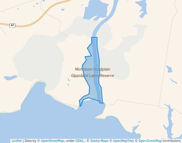Nicholson floodplain Gippsland Lakes Reserve in Nicholson | Map and Routes