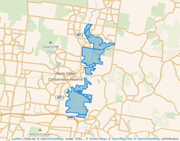 Plenty Gorge Park in South Morang | Map and Routes