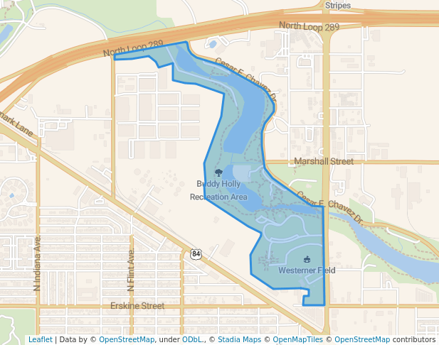 Buddy Holly Recreation Area in Lubbock | Map and Routes