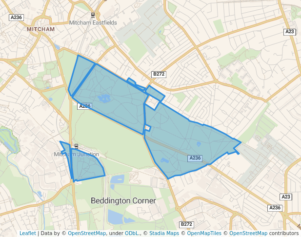 Mitcham Common in Mitcham | Map and Routes