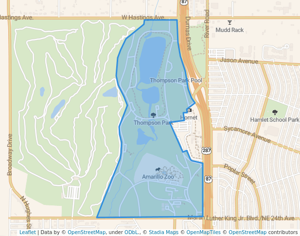 Thompson Park in Amarillo | Map and Routes