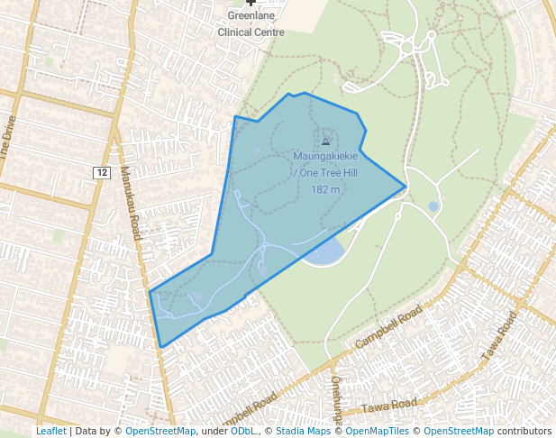 One Tree Hill Domain in Auckland | Map and Routes