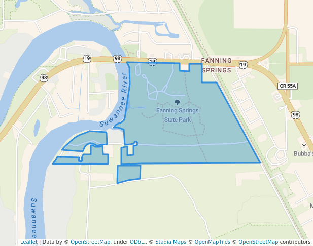 Fanning Springs State Park in Fanning Springs | Map and Routes