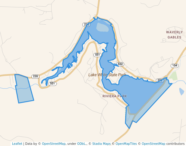 Lake White State Park in Piketon | Map and Routes