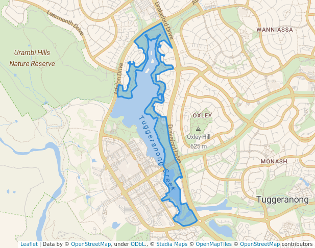 Lake Tuggeranong District Park in Greenway | Map and Routes