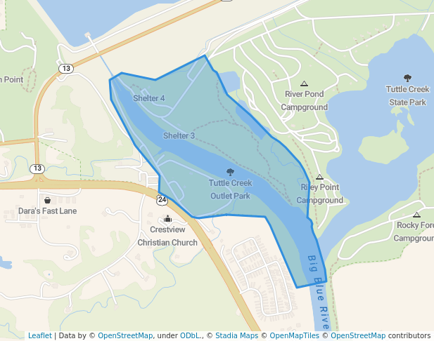 Tuttle Creek Outlet Park in Manhattan | Map and Routes