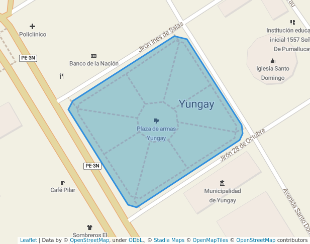 Plaza de armas Yungay in Yungay | Map and Routes