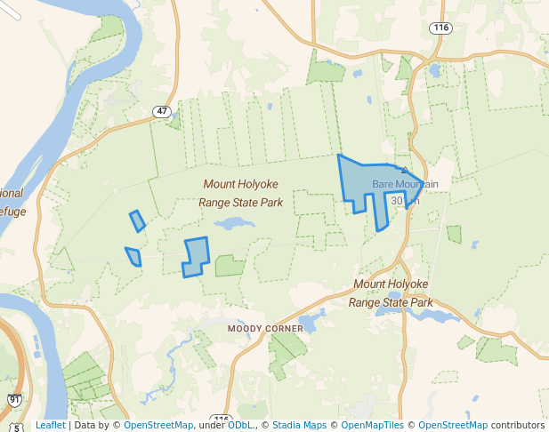 Mount Holyoke Range Conservation Area in South Hadley | Map and Routes