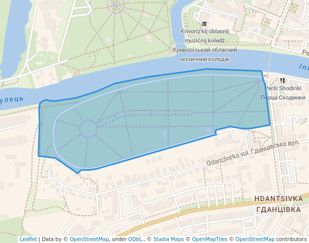 Гданцівський парк in Kryvyi Rih | Map and Routes